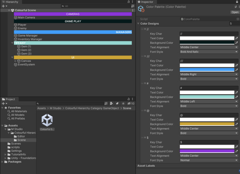【Unity】Hierarchy ビューを色分けして見やすくしたい【無料アセット】 - umi studio blog