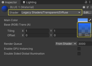 【Unity】オブジェクトのマテリアルを透明・半透明にする方法！透明なテクスチャも設定可能 - umi studio blog