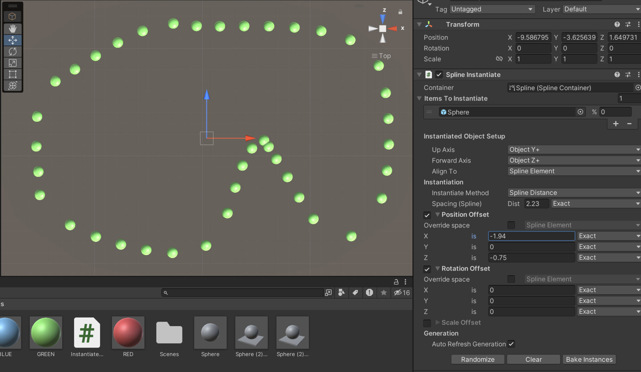 Unity公式機能を使ってオブジェクトを等間隔に並べて配置する方法【スプライン（spline）の使い方】 - umi studio blog