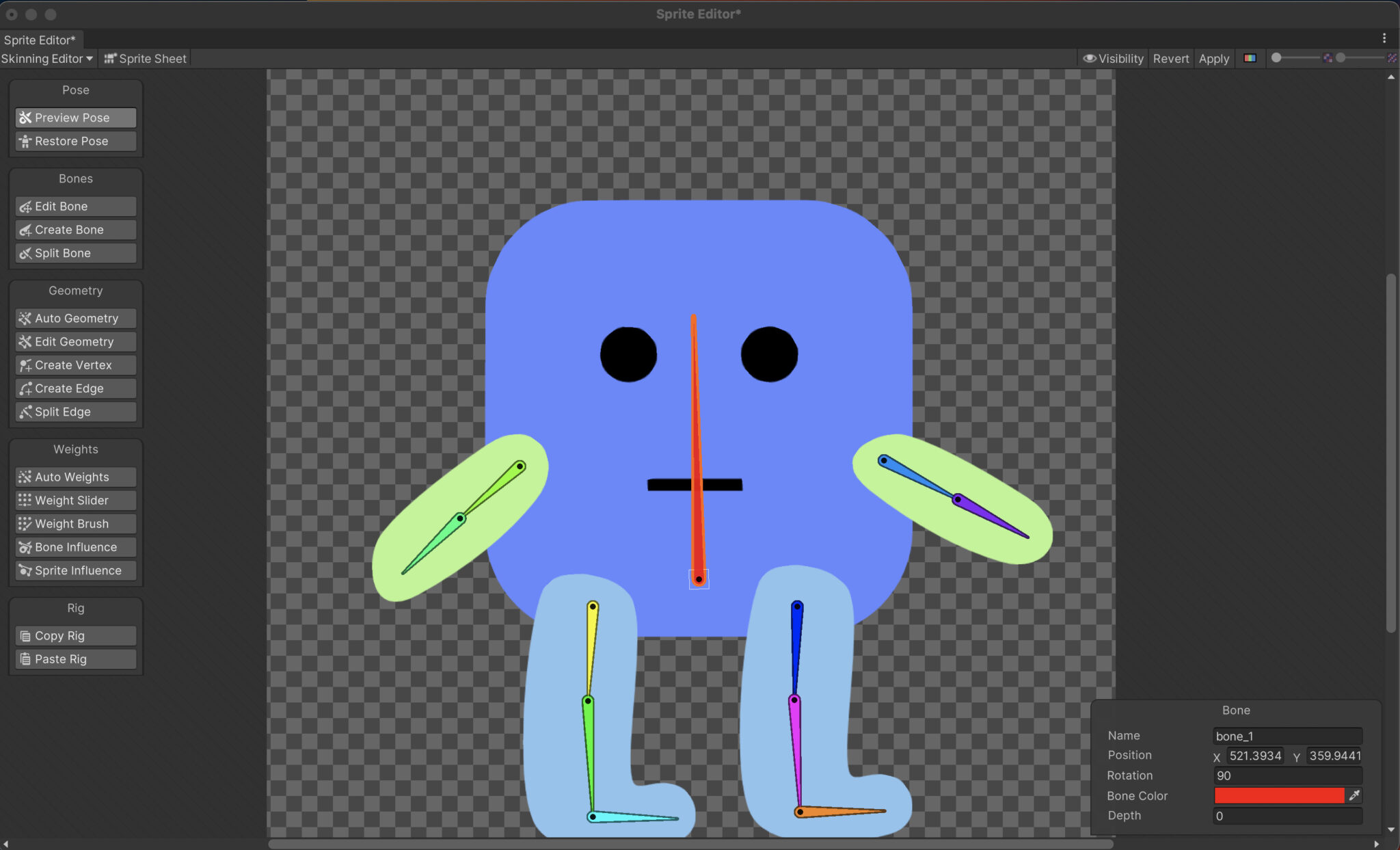 【Unity】 2Dキャラクター画像にボーンを作成、設定して動かしてみよう！ウェイトの調整方法についても紹介 - umi studio blog